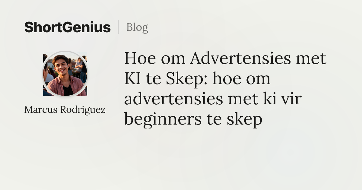Hoe om Advertensies met KI te Skep: hoe om advertensies met ki vir ...