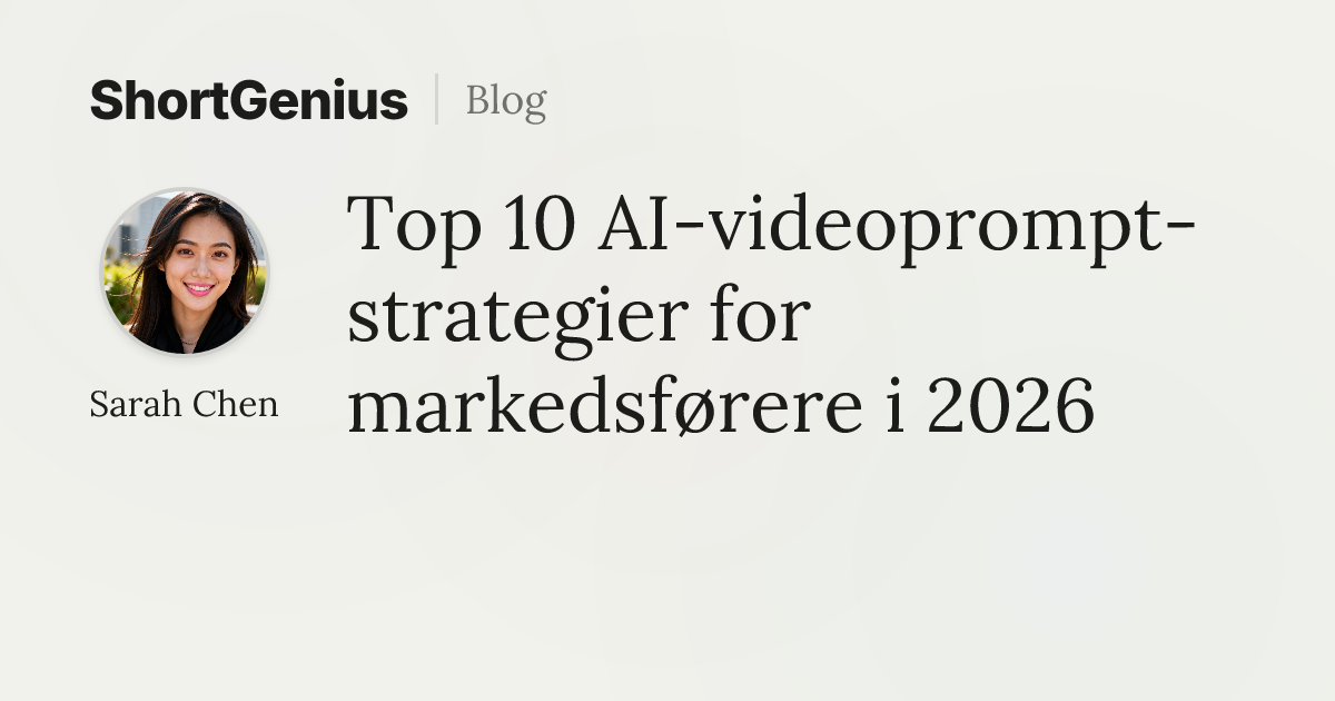 Top 10 AI-videoprompt-strategier for markedsførere i 2026 | ShortGenius ...