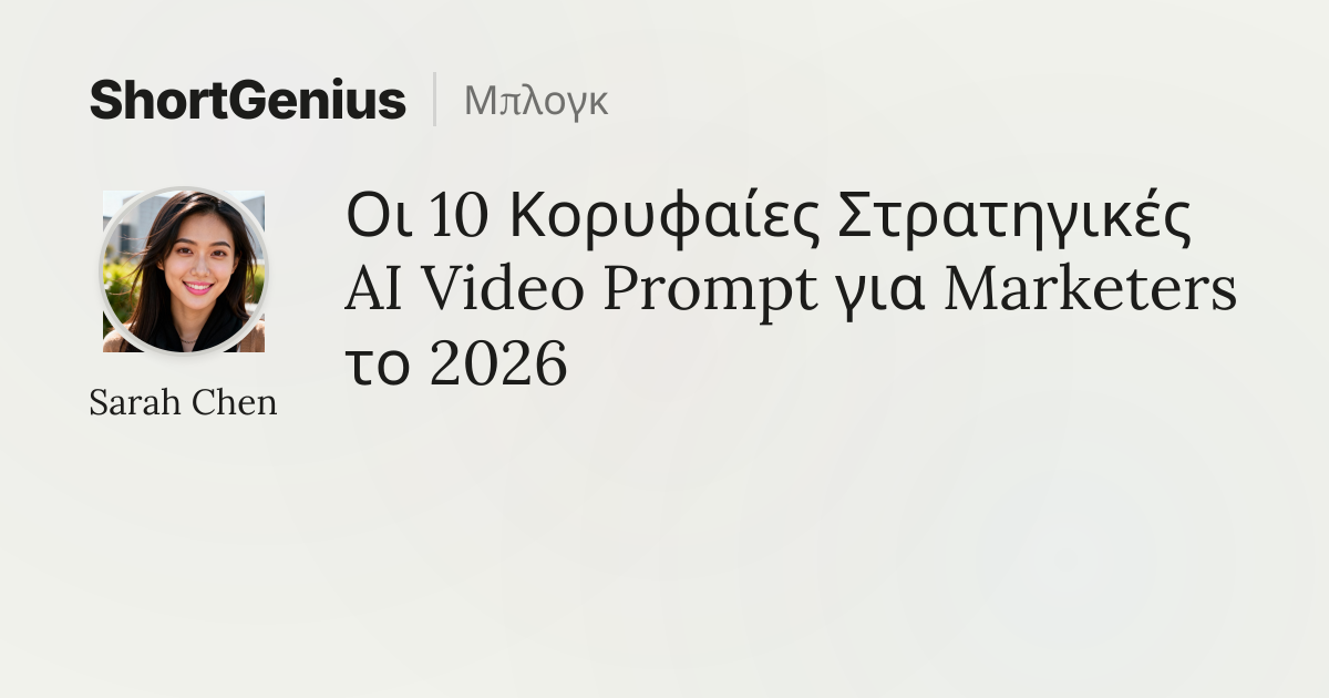 Οι 10 Κορυφαίες Στρατηγικές AI Video Prompt για Marketers το 2026 ...