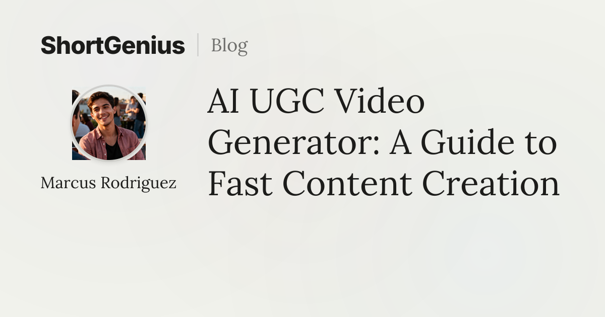 AI UGC Video Generator: A Guide to Fast Content Creation