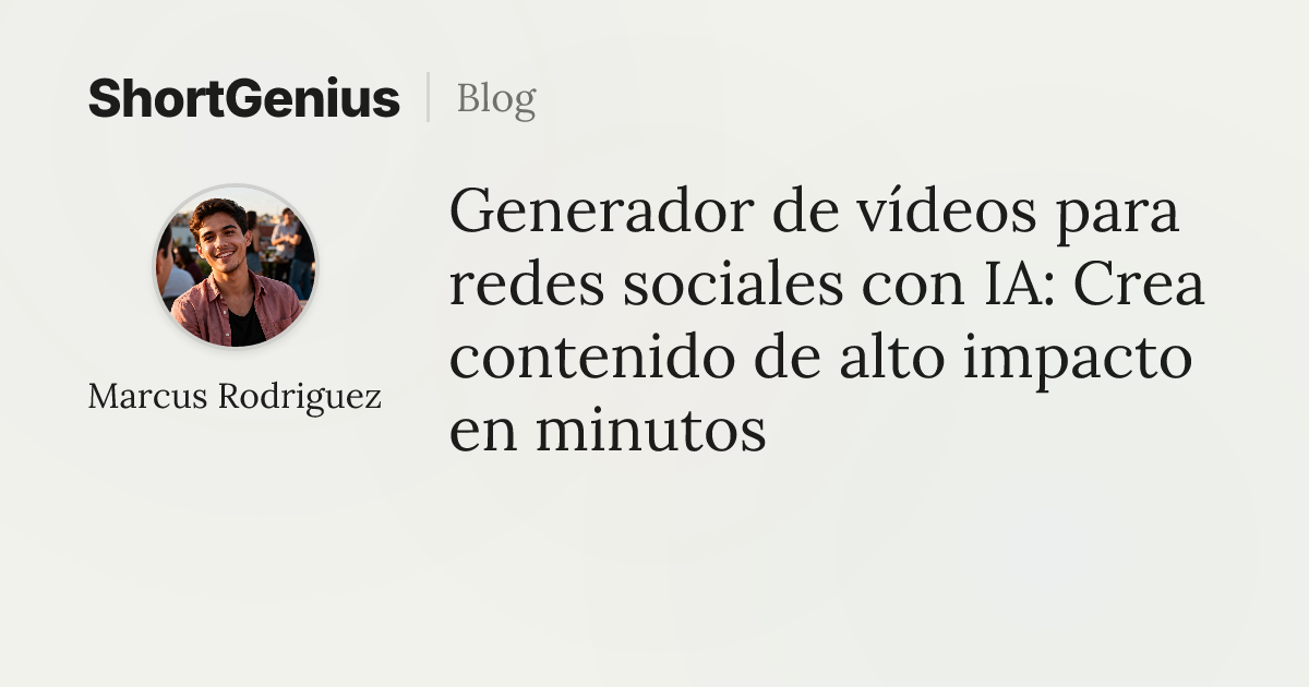 Generador de vídeos para redes sociales con IA: Crea contenido de alto ...